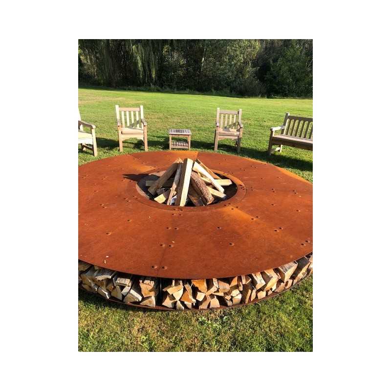 Giant Outdoor Rust Finish Steel Fire Pit Ø 300 cm - ZERO 300 by AK47
