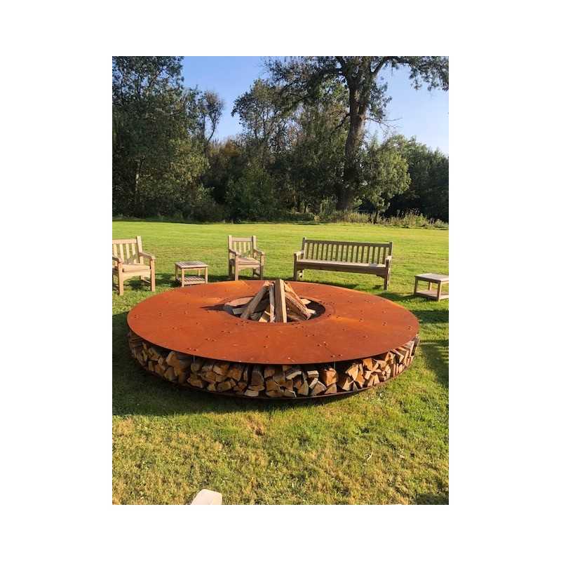 Giant Outdoor Rust Finish Steel Fire Pit Ø 300 cm - ZERO 300 by AK47