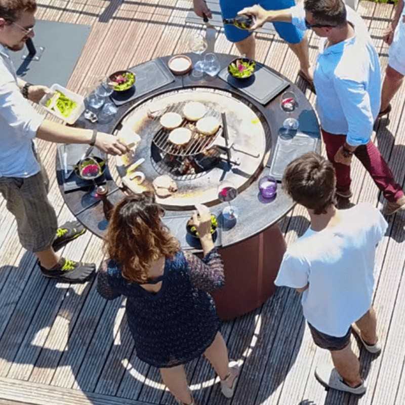 Outdoor High Grill Table Fusion High Wood & Gas With 8 Seats
