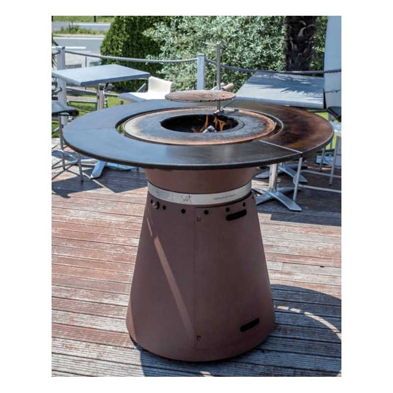 Table Brasero Plancha Haute Fusion High Bois et Gaz Pour 8 Personnes