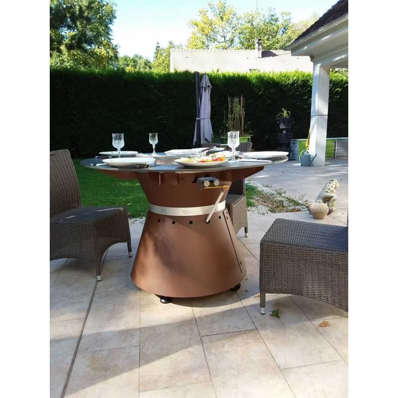 Outdoor Grill Table Fusion Medium Wood and Gas For 8 Persons