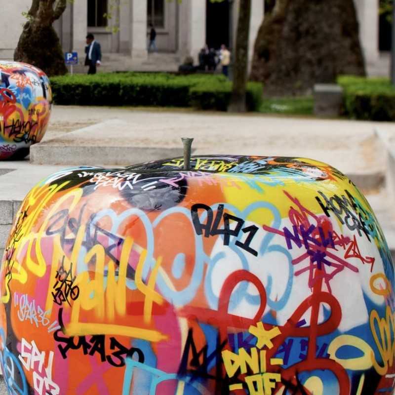 Big Apple Sculpture with Graffiti diameter 75 cm
