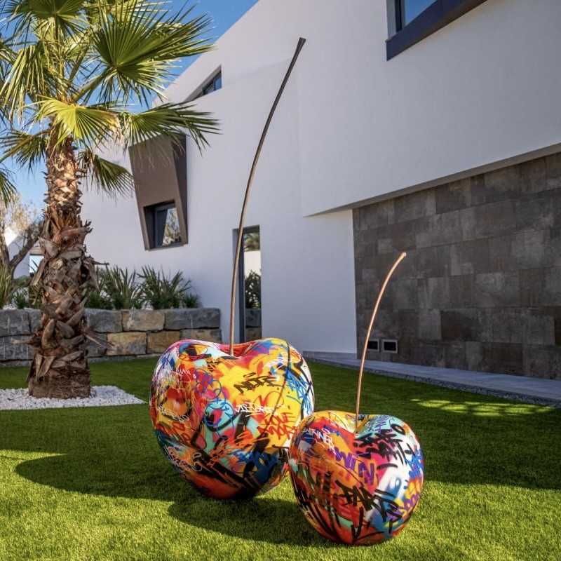 Large Cherry Sculpture with Graffiti 120 cm Bull & Stein
