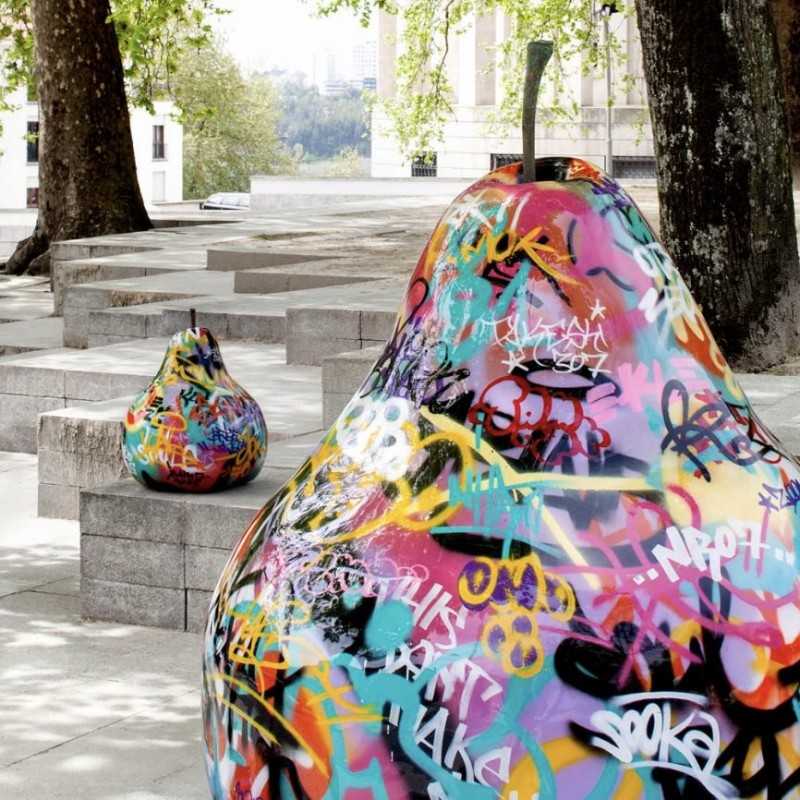 Big Pear Sculpture with Graffiti 95 cm Bull & Stein