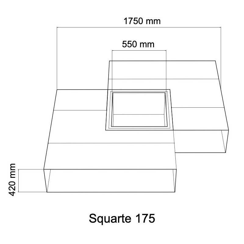 Large square fire pit for outdoor use Squarte 175 by Firatini