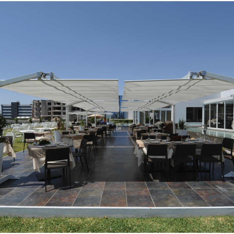 Flexy Freestanding Dual Post Shade System by Fim