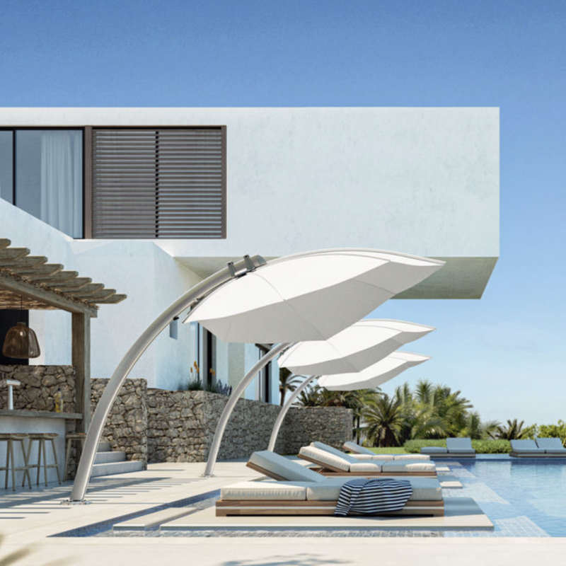 ICARUS Reclining Design Parasol 3 x 3 UMBROSA - Leaf Shaped Sunbrella