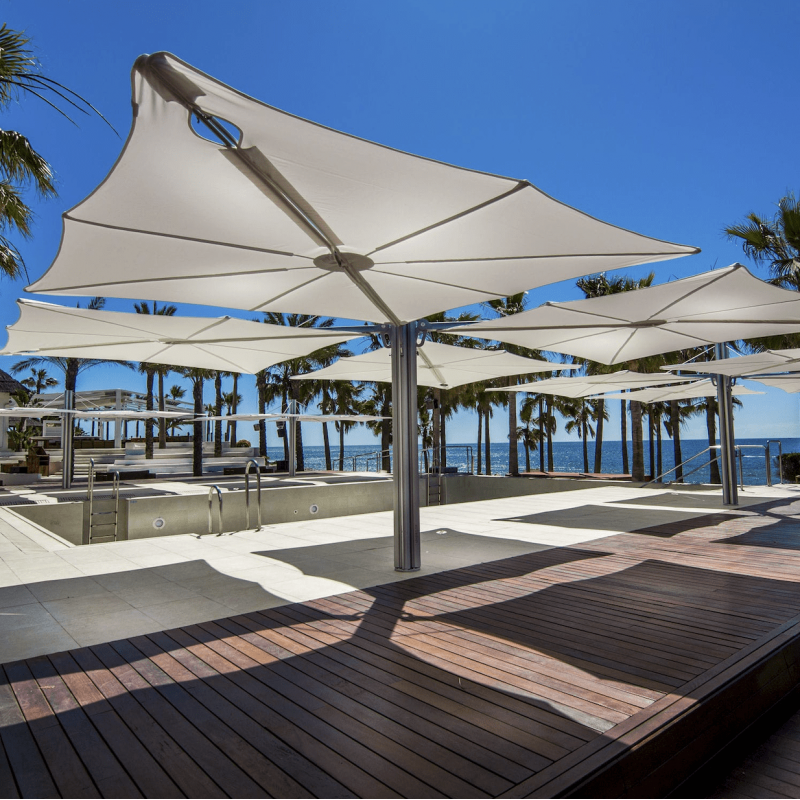 Parasol XXL 5x5 Haut de Gamme Plat Umbrosa - SPECTRA MULTI
