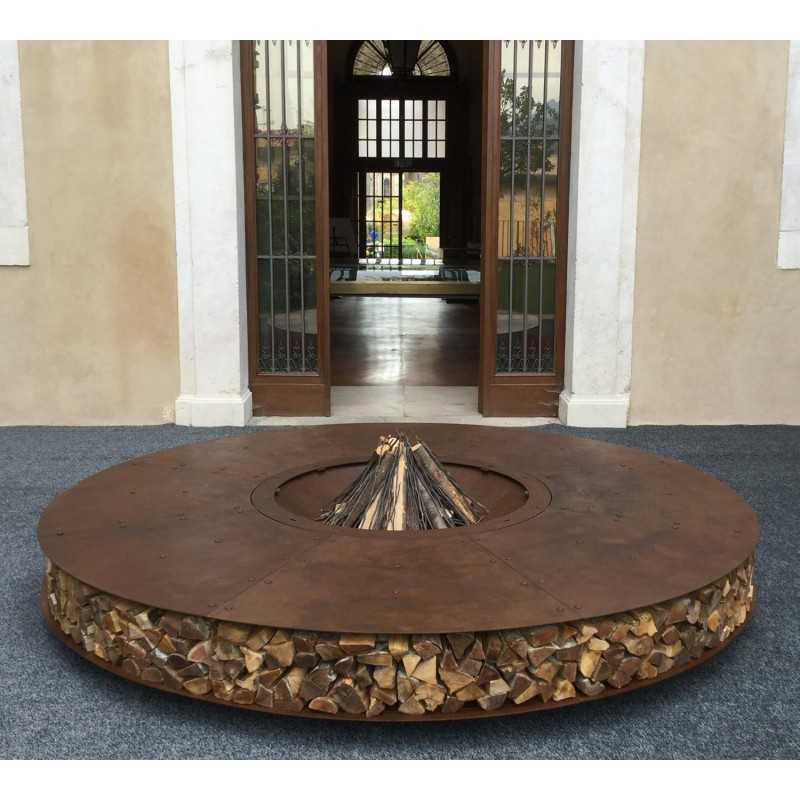 Giant Outdoor Rust Finish Steel Fire Pit Ø 300 cm - ZERO 300 by AK47