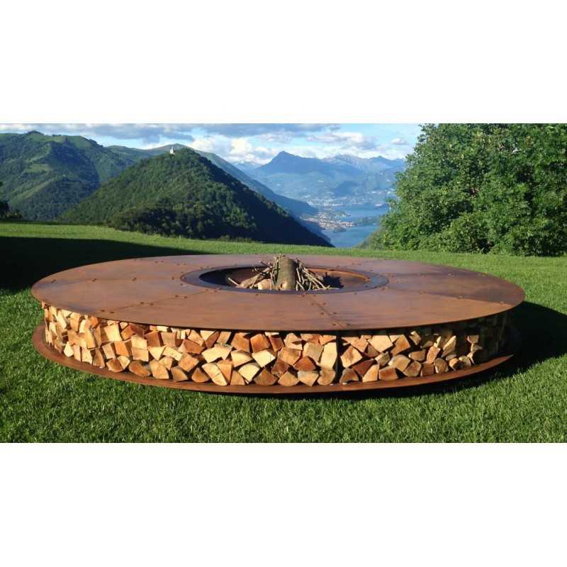 Giant Outdoor Rust Finish Steel Fire Pit Ø 300 cm - ZERO 300 by AK47