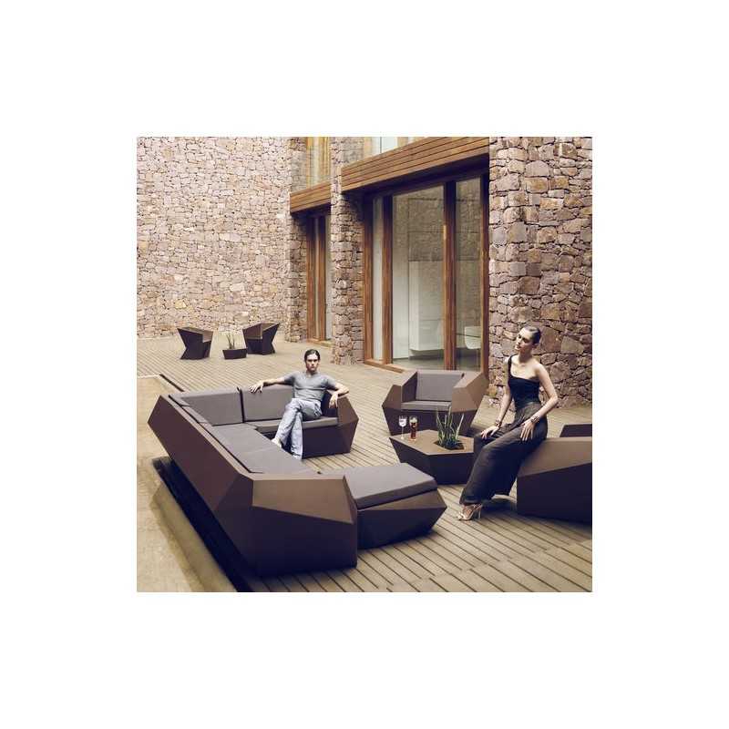 FAZ Sofa Corner 90° Lacquered Outdoor Design Seat Shiny Diamond Structure