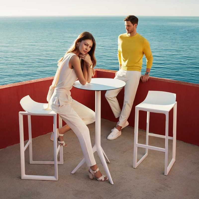 MARI-SOL Tripod High Bar Table with Round Black or White HPL Top