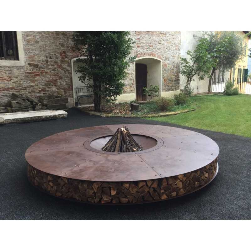 Giant Outdoor Rust Finish Steel Fire Pit Ø 300 cm - ZERO 300 by AK47