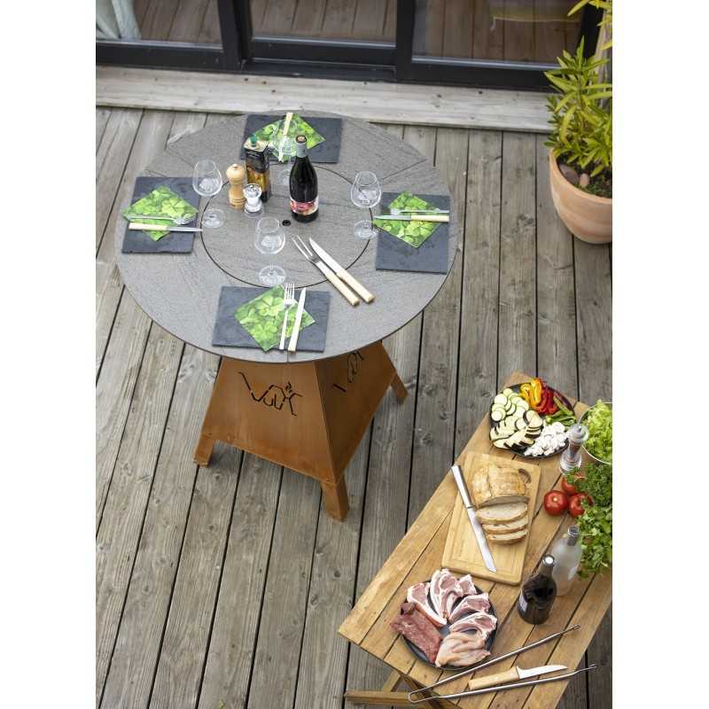 Outdoor table Brazier Barbecue 4 seats MAGMA HIGH BOIS by VULX