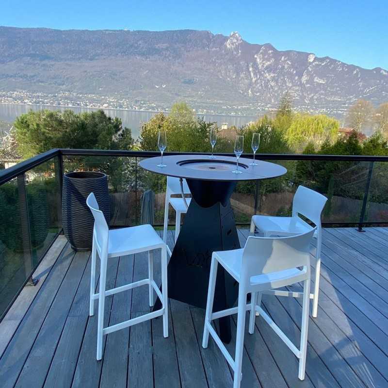 Industrial Bar Table Brazier Plancha 4 seats MAGMA HIGH GAS by VULX